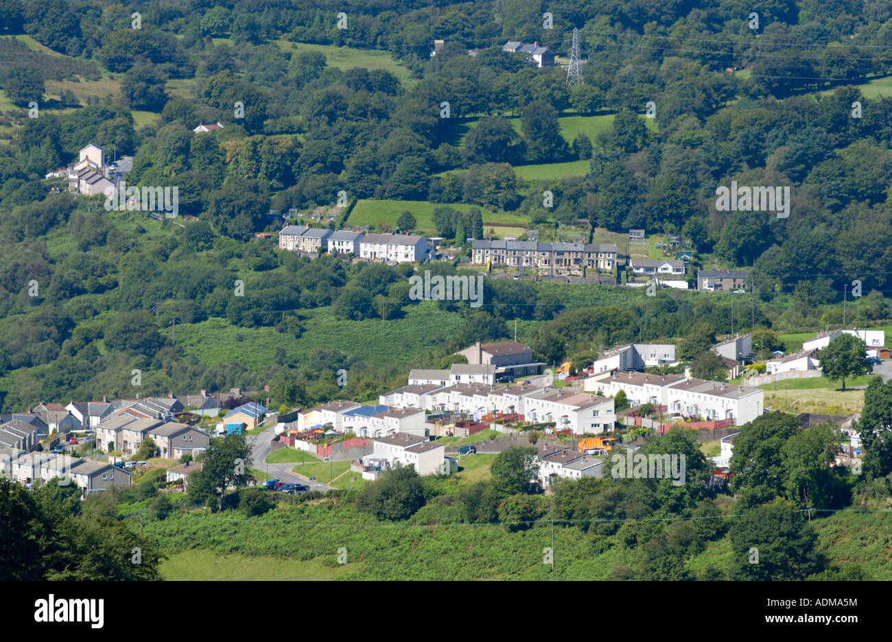 View over village of Llanhilleth Blaenau Gwent South Wales UK GB EU ...