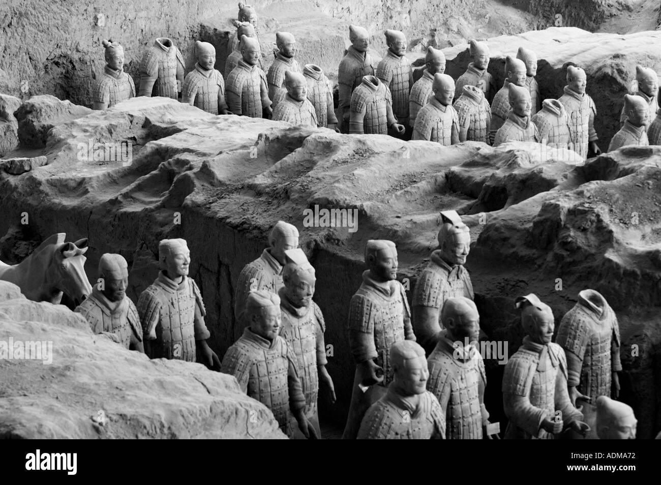 Archaeological terracotta warriors Black and White Stock Photos ...