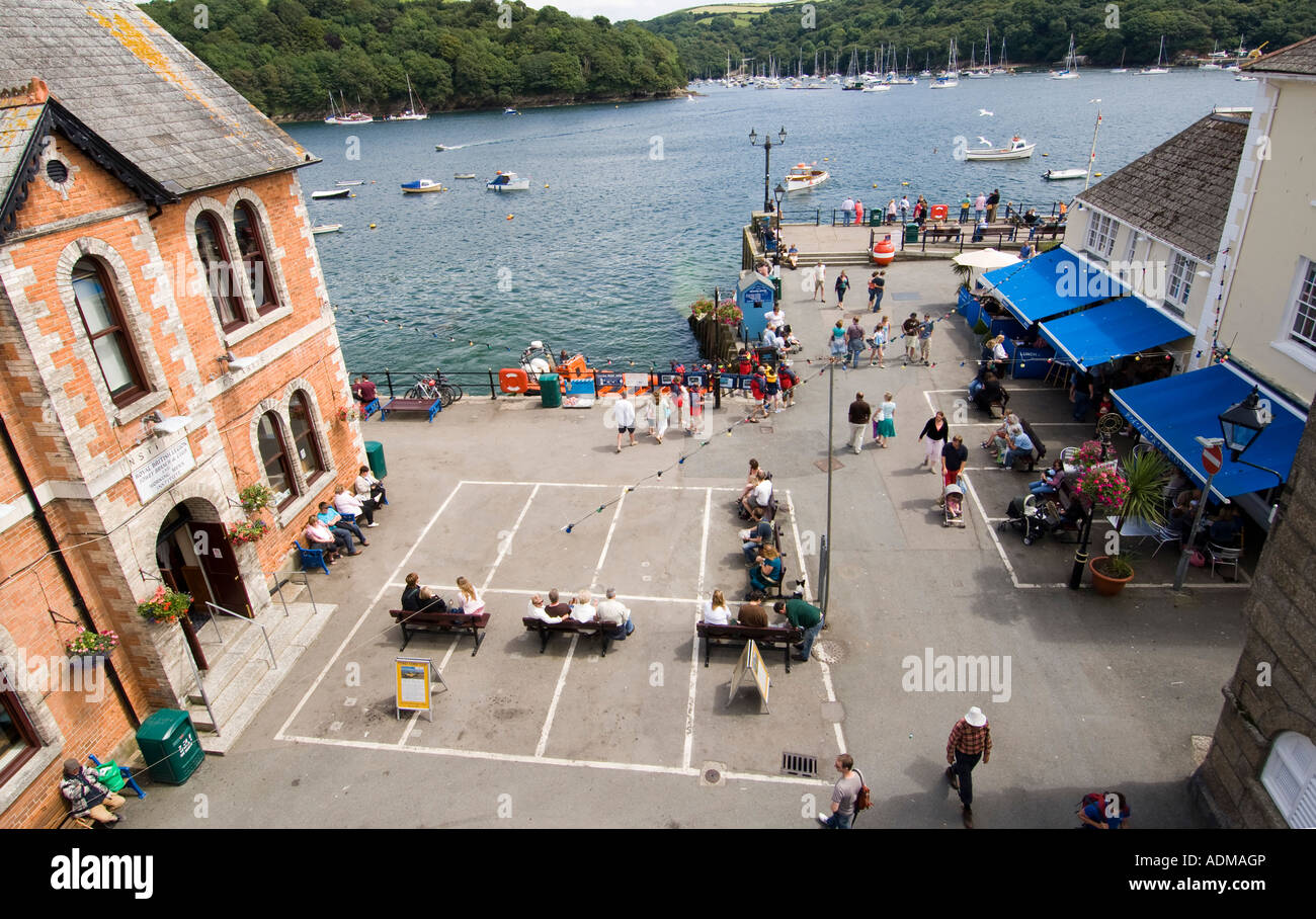 View of the Town Quay in Fowey Cornwall Stock Photo - Alamy