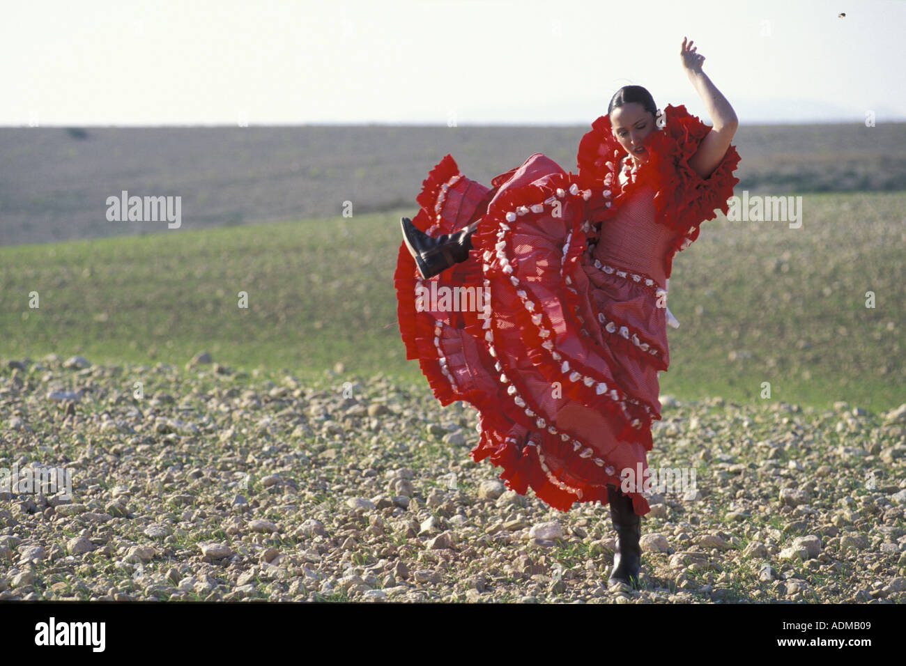 Spanish young woman dressed in sevillana traditional attire MR Seville ...