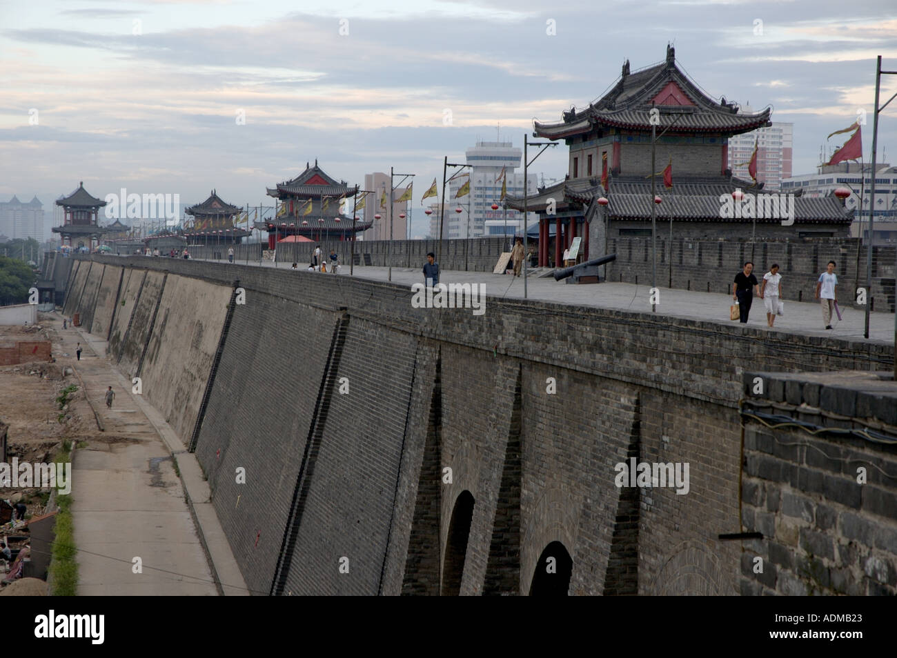 South Gate pavilion along the ancient Fortifications of Xi'an, Xi'an, Shaanxi, China - in the ...