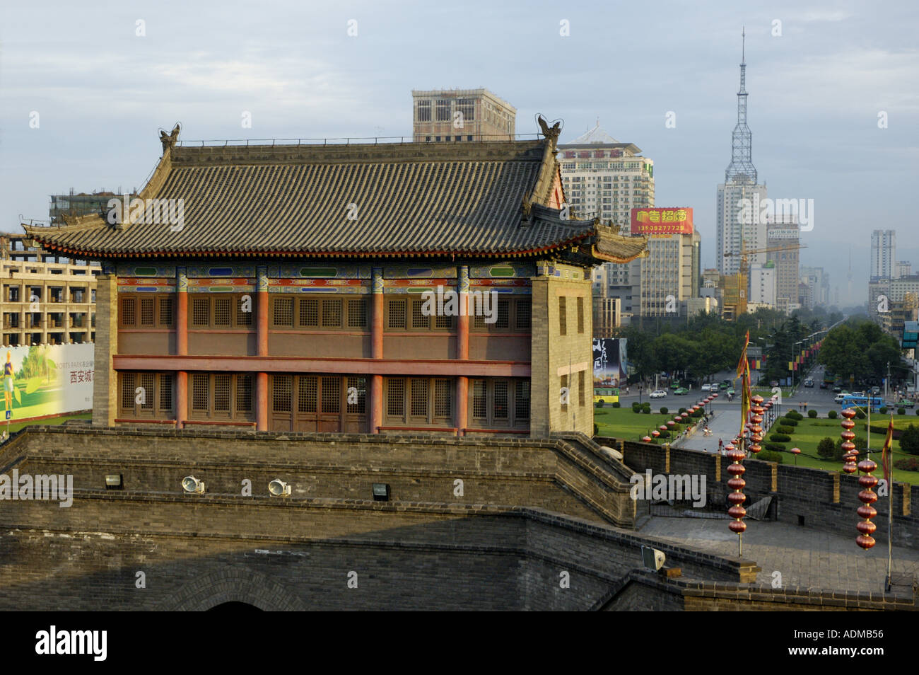 Ramparts of the South Gate Pavilion with view of the city in the ...