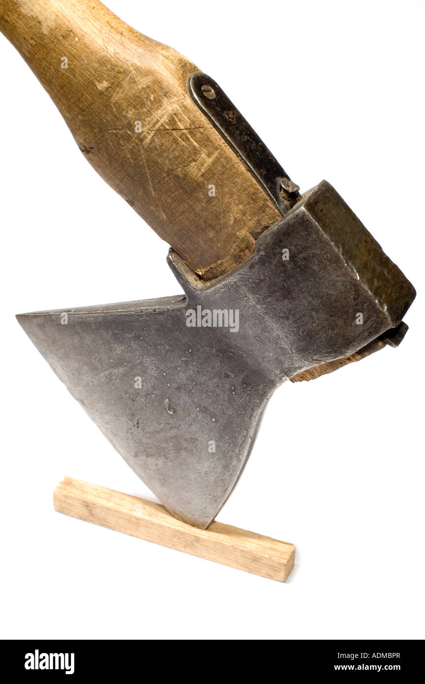 series object on white tool bench axe Stock Photo - Alamy