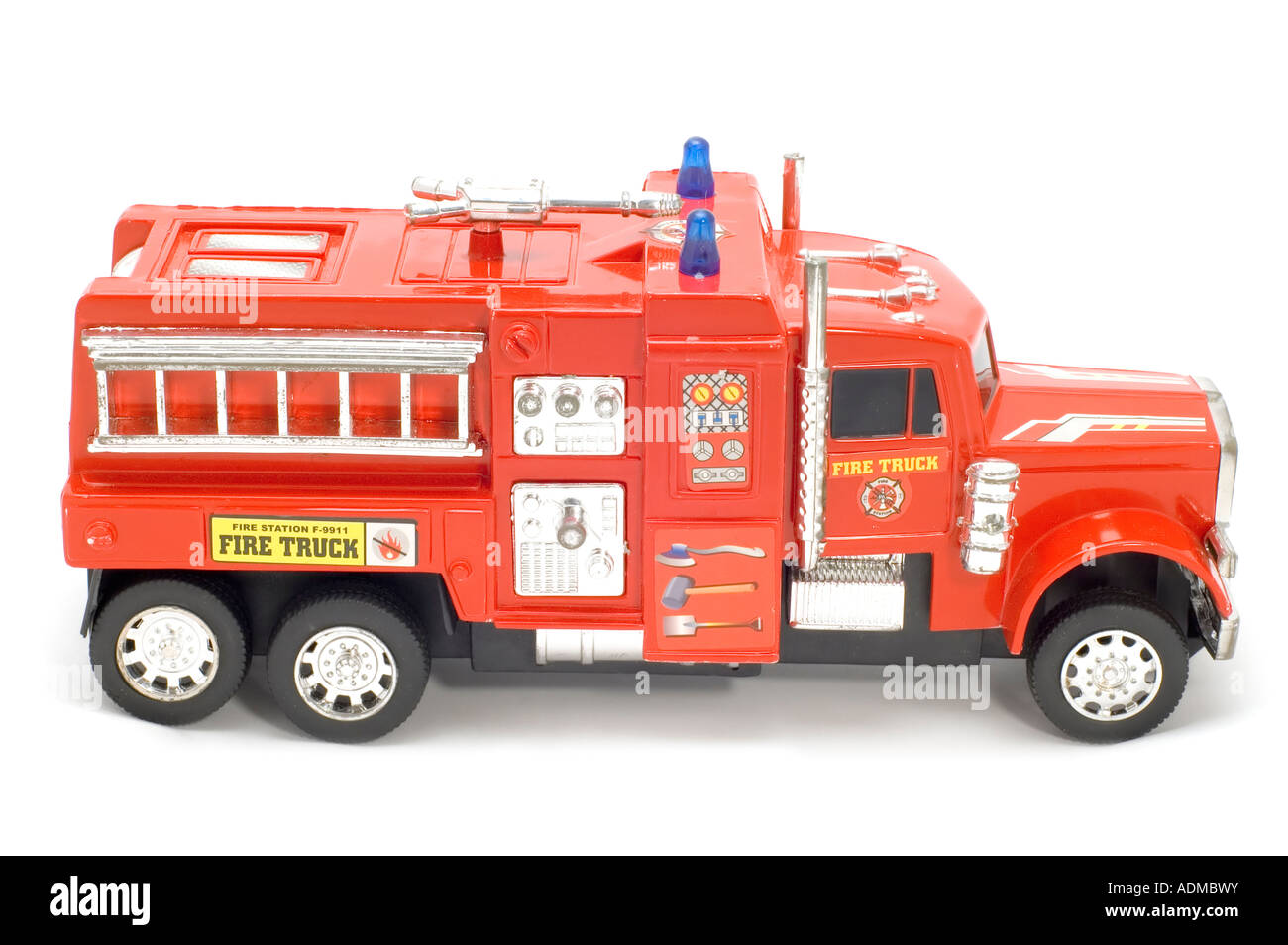 series object on white toy fire engine Stock Photo - Alamy