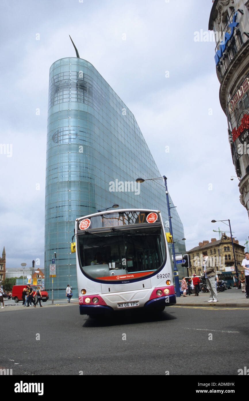 Manchester Single Decker Bus Near To Urbis Stock Photo - Alamy
