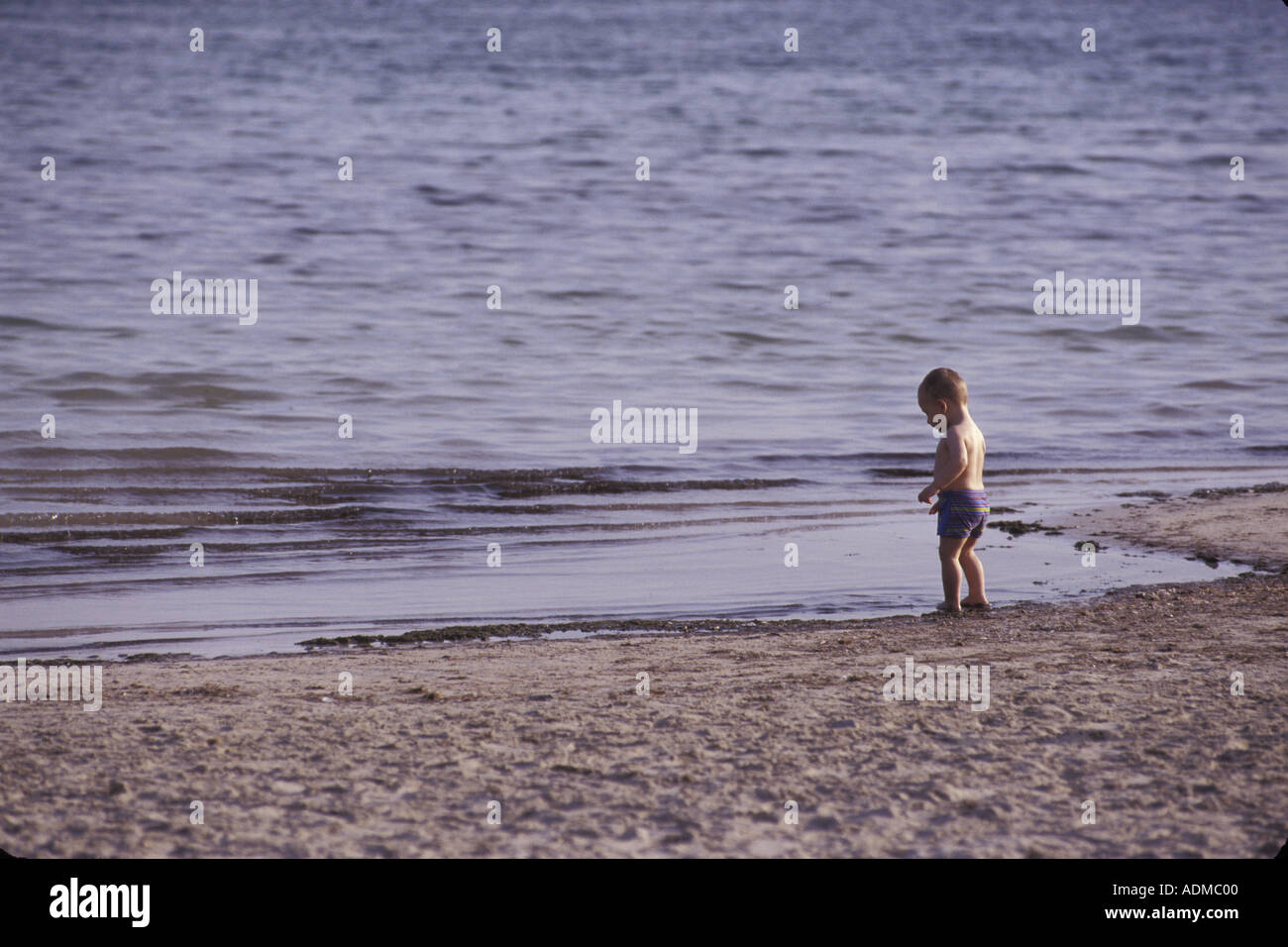 Kids playing on the beach Seascape Mallorca Spain ocean sea water ...