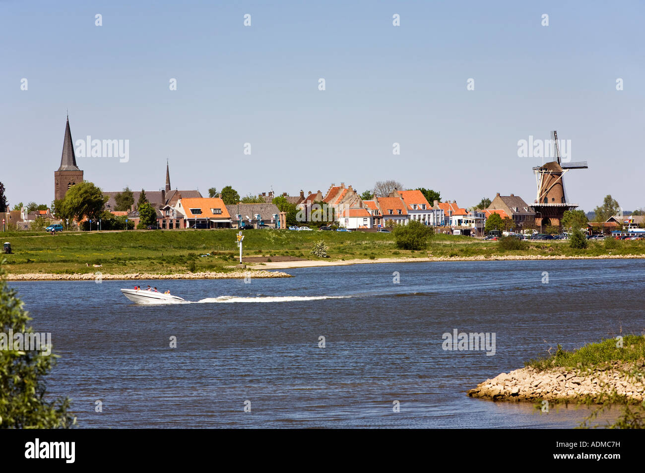 View of the town of Wijk Bij Duurstede, Utrecht, Holland across the ...