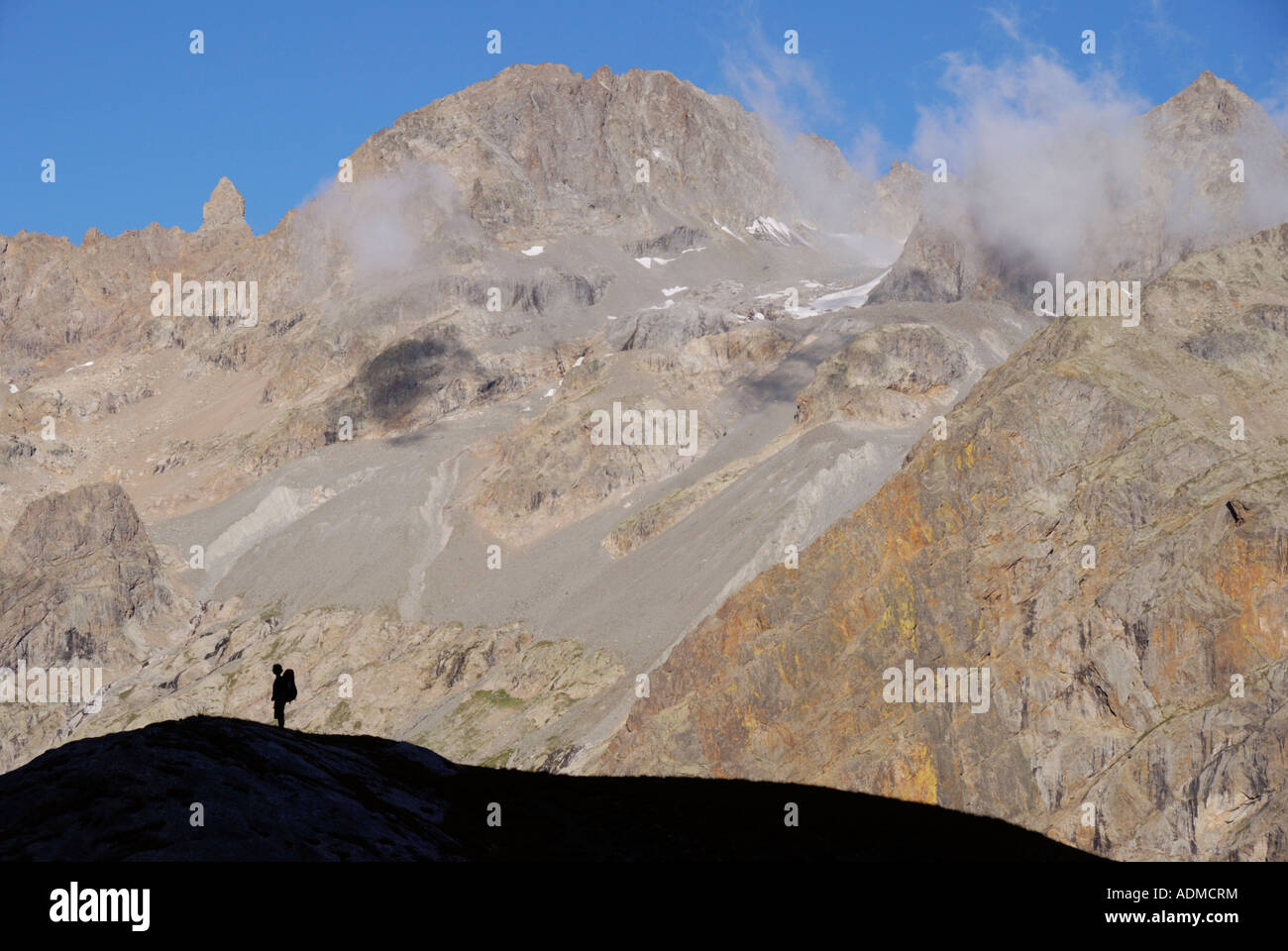Hiking Col de l'Eychaude Ecrins Alps France Stock Photo - Alamy