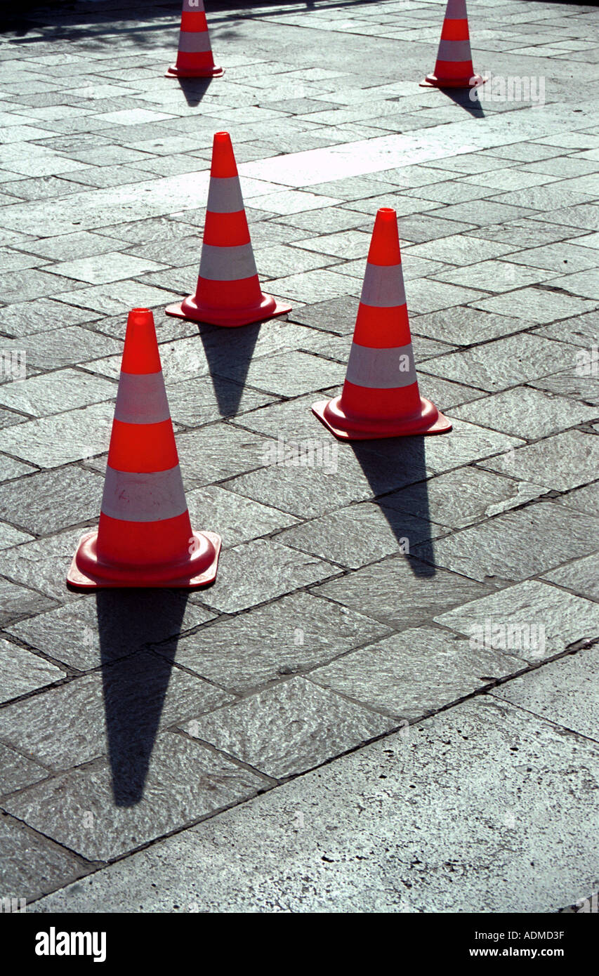 Numerous road traffic cones outside Stock Photo - Alamy