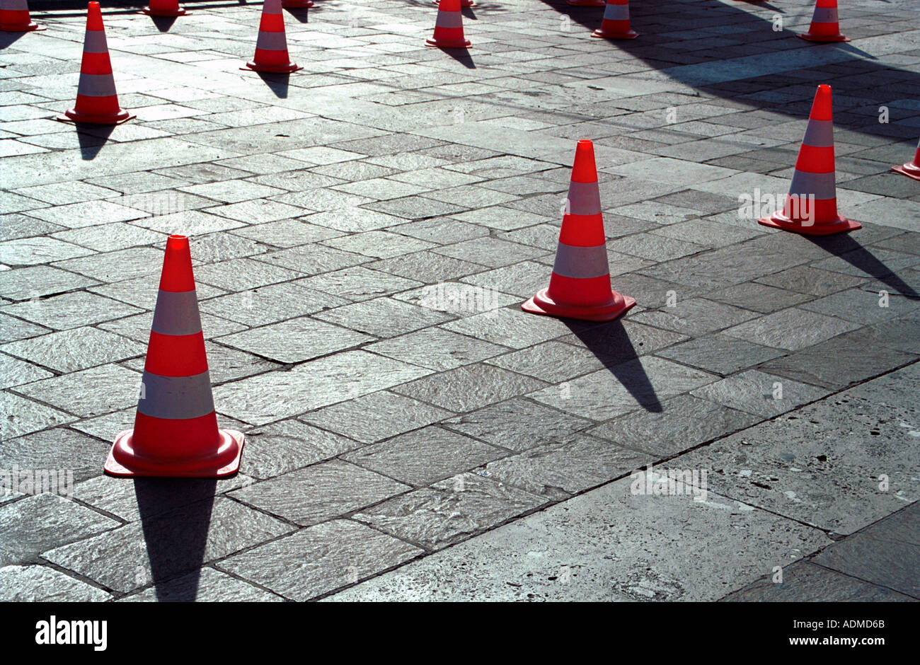 Numerous road traffic cones outside Stock Photo - Alamy