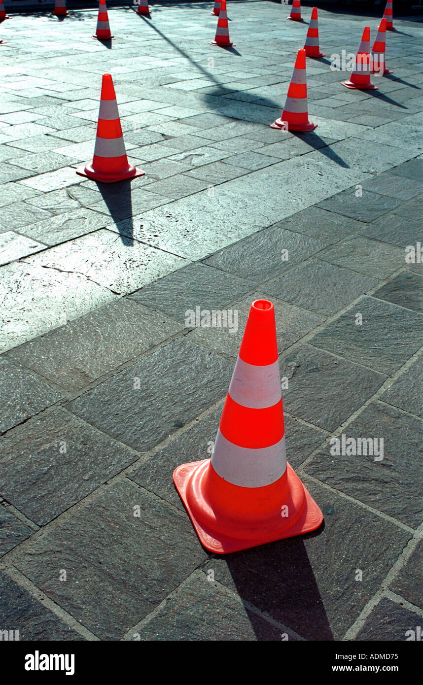 Numerous road traffic cones outside Stock Photo - Alamy