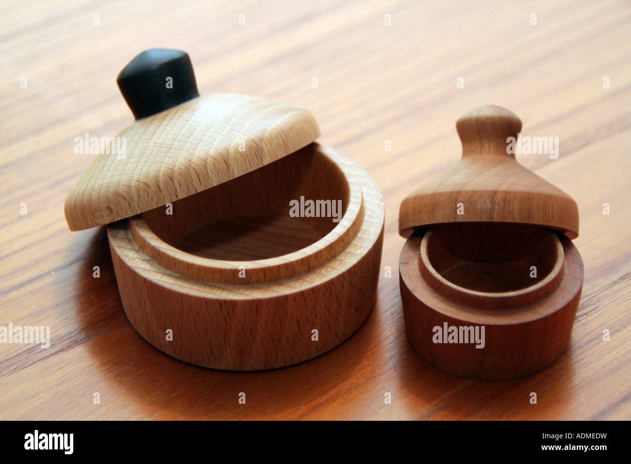 Turned wooden jars Stock Photo - Alamy