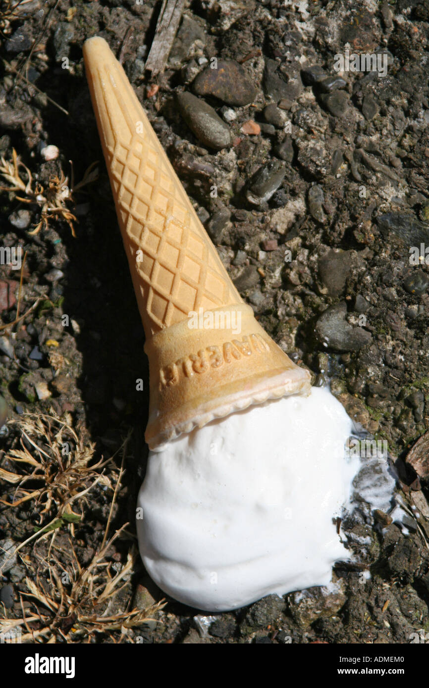 Discarded ice cream cone. Scotland, United Kingdom Stock Photo - Alamy