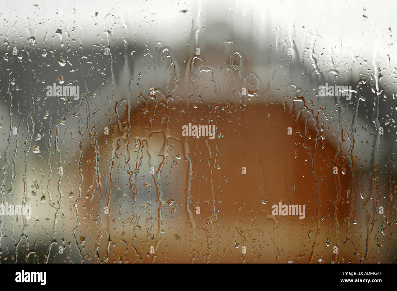 window rain depression Indoors nobody house pane out of focus dull ...