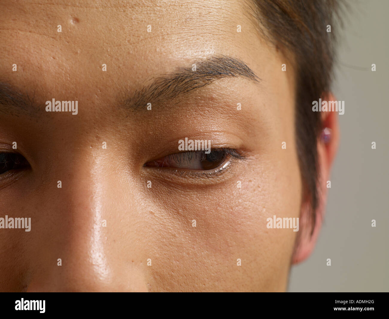 Close up of young man s eyes looking sideways Stock Photo - Alamy