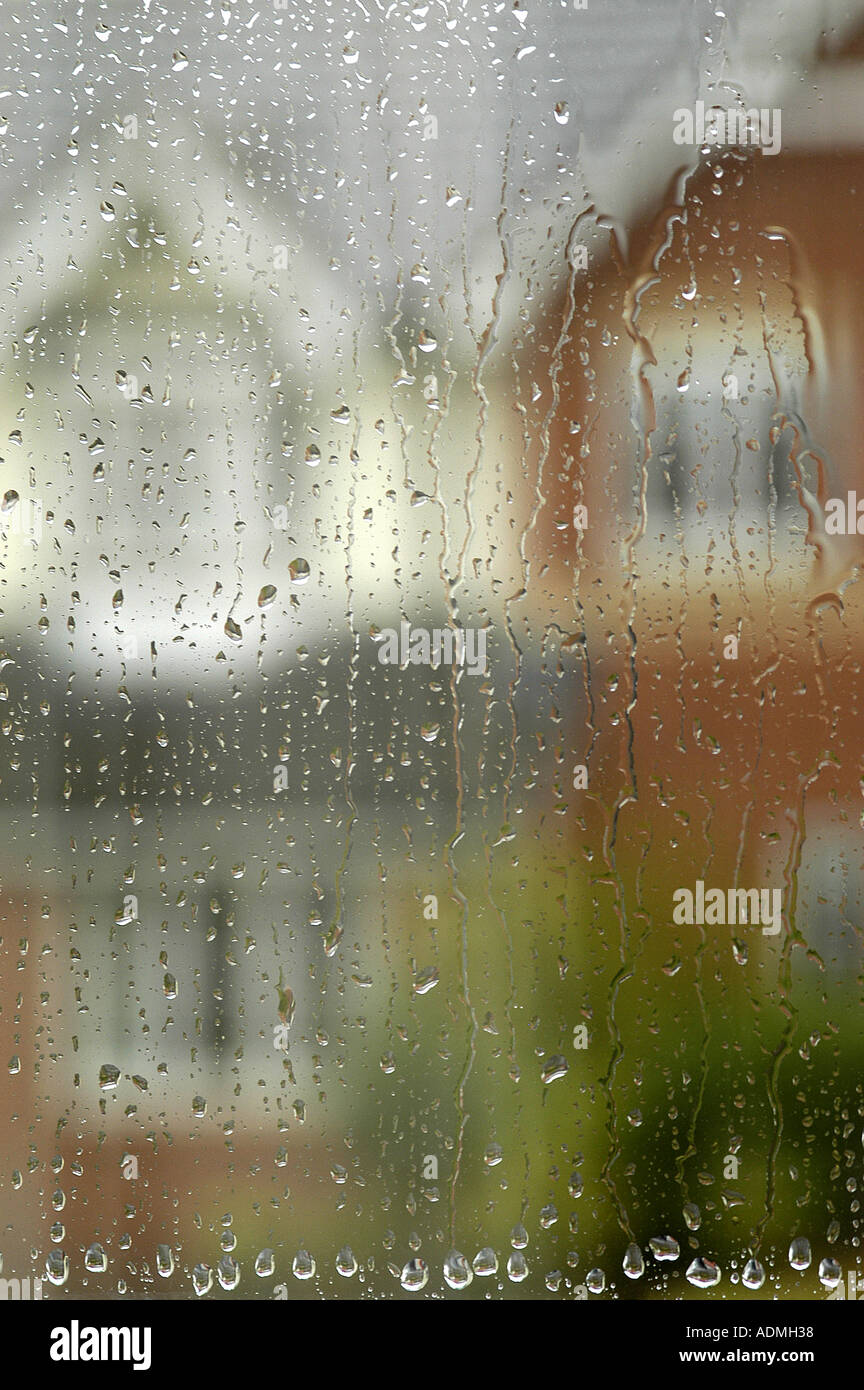 window rain depression Indoors nobody house pane out of focus dull ...