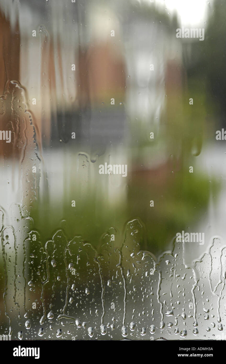 window rain depression Indoors nobody house pane out of focus dull ...