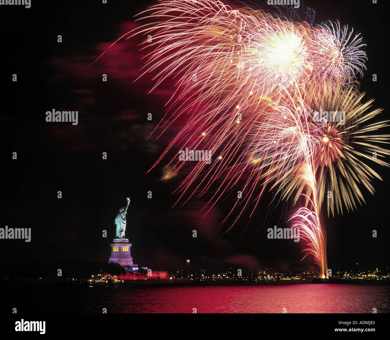 Statue of Liberty and Fireworks Stock Photo - Alamy
