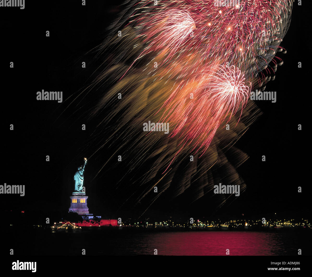 Statue of Liberty and Fireworks Stock Photo - Alamy
