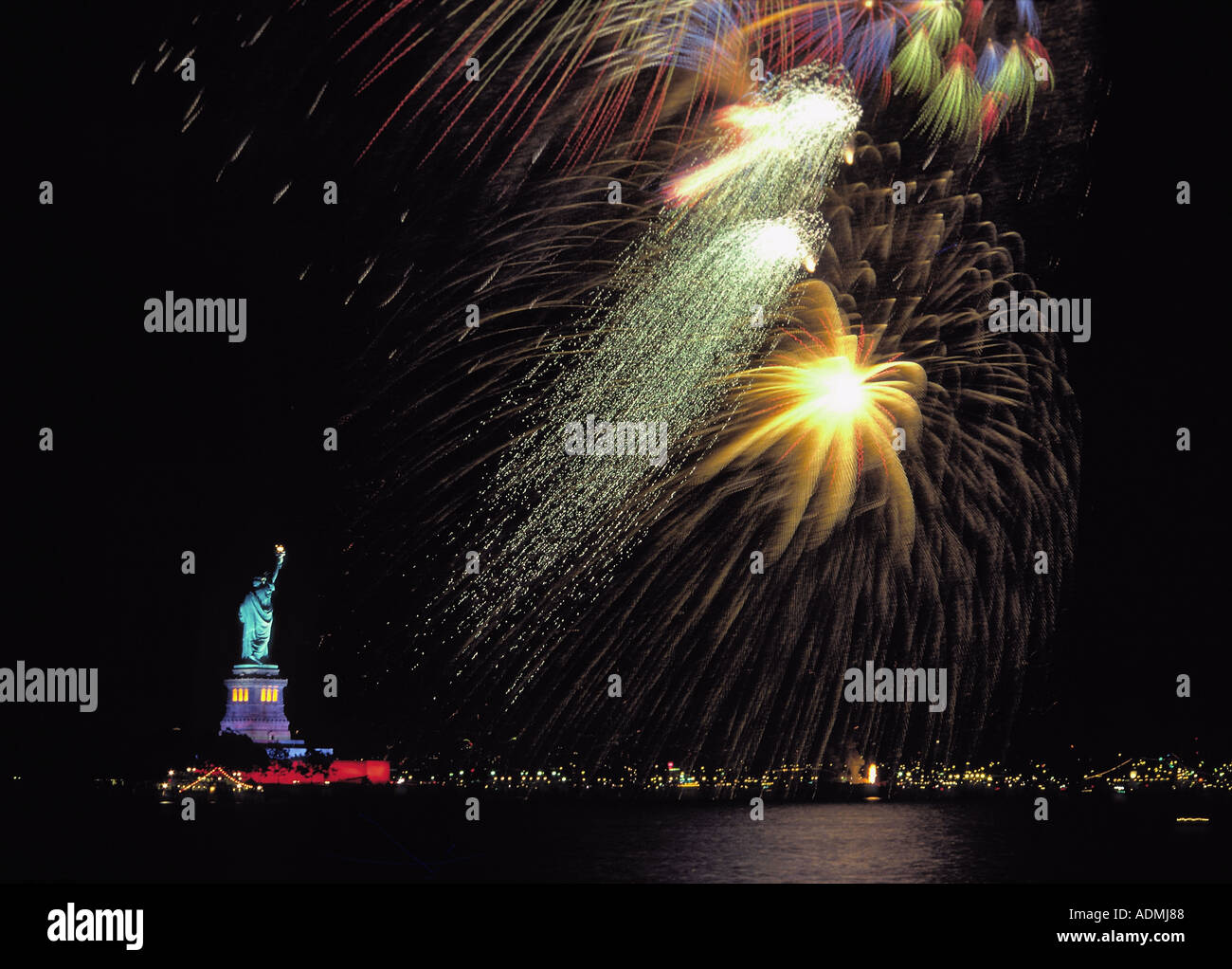Statue of Liberty and Fireworks Stock Photo - Alamy
