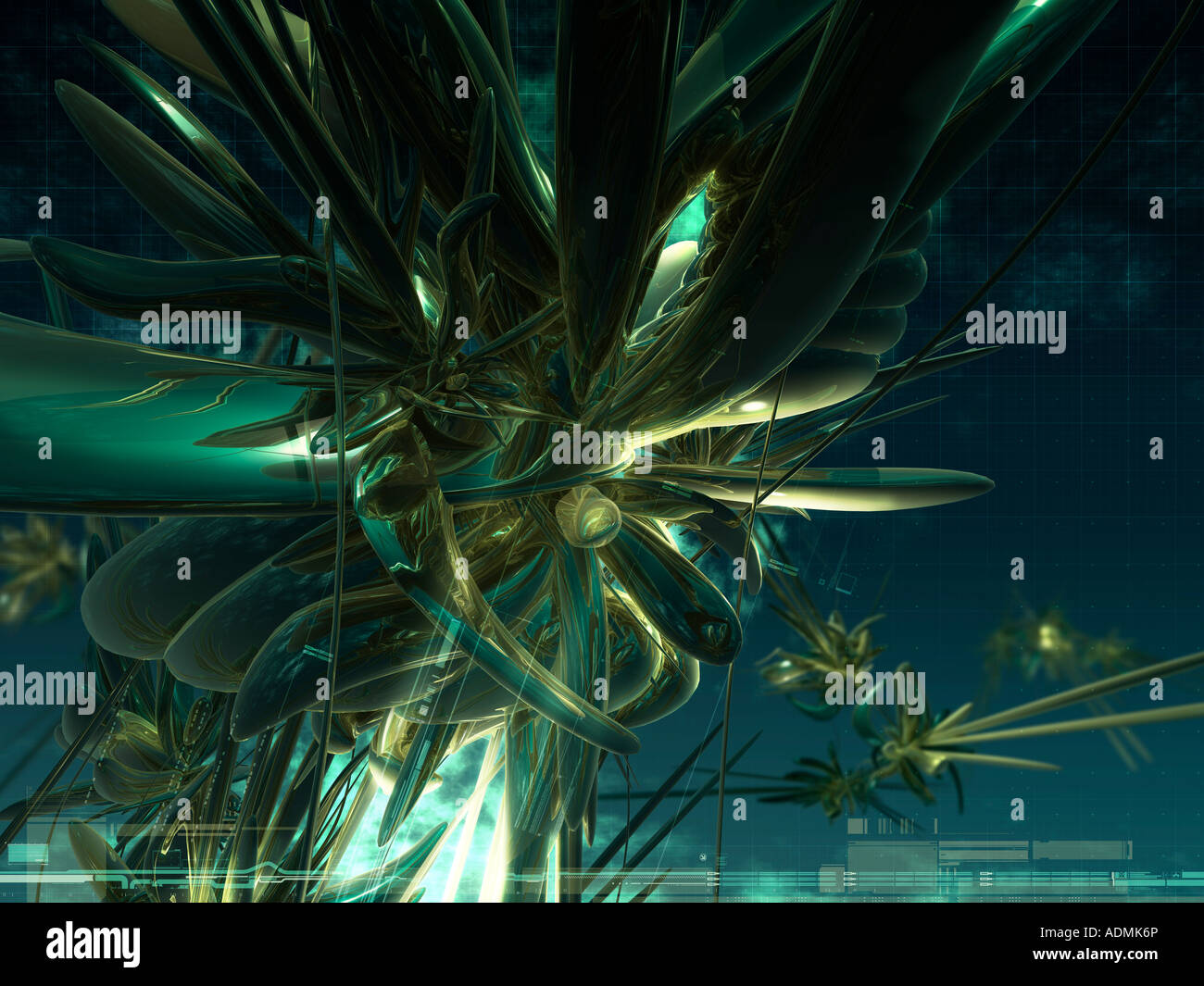 Digitally generated image of three dimensional objects floating Stock ...