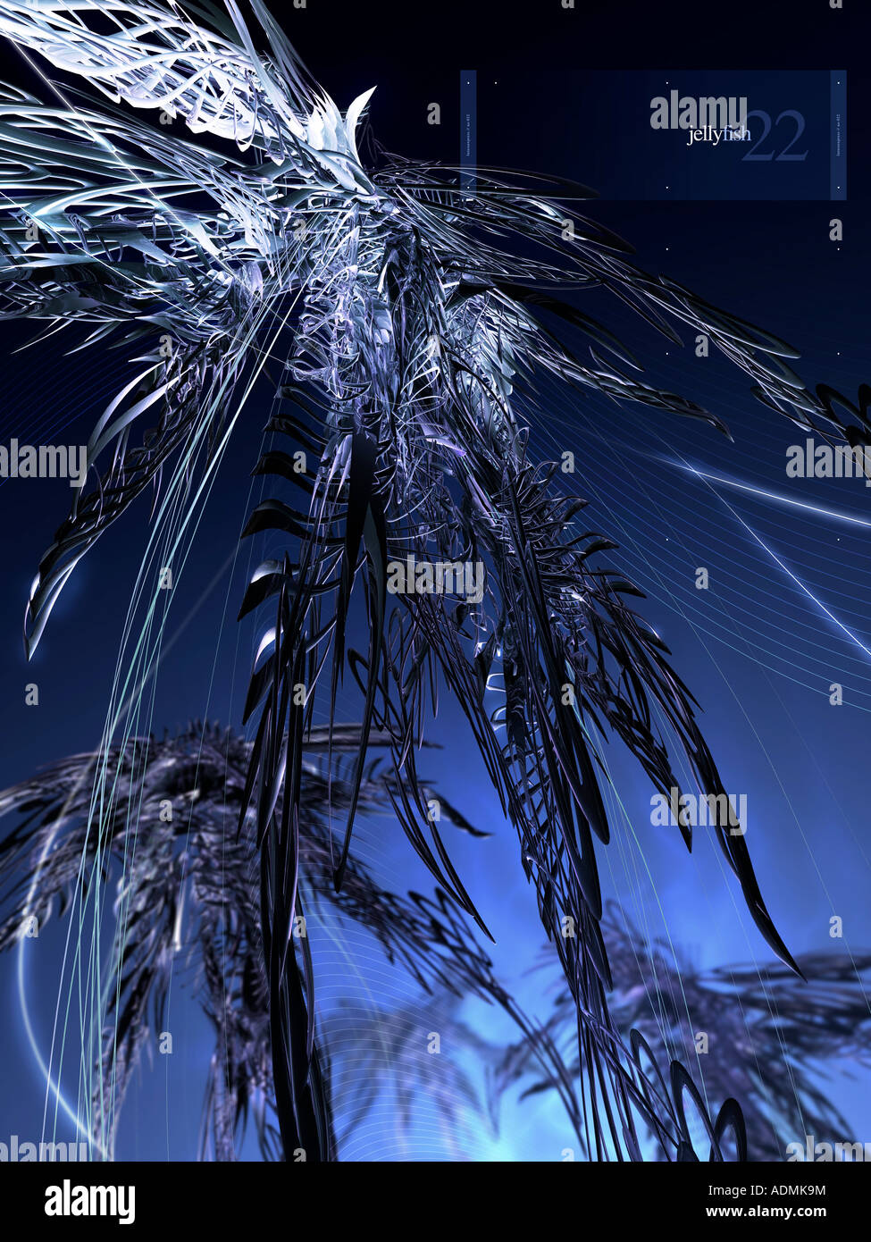 Abstract lines and objects against a blue background Stock Photo - Alamy