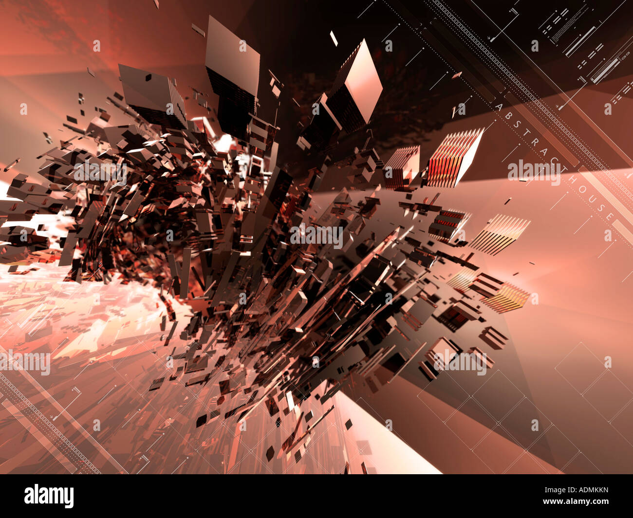 Red objects colliding against an orange background Stock Photo - Alamy