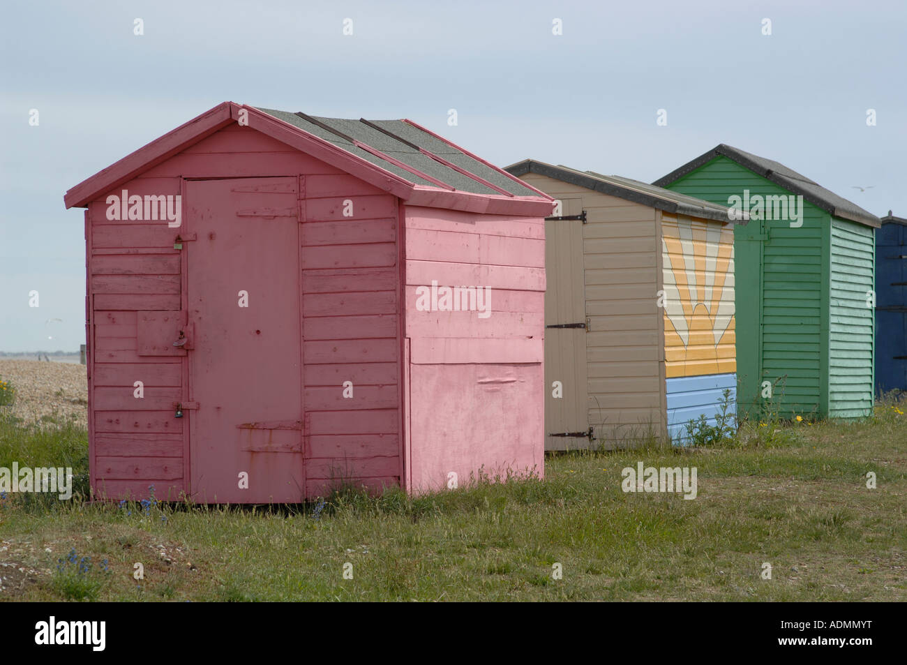 Beach huts in Littlestone, Kent, England Stock Photo - Alamy