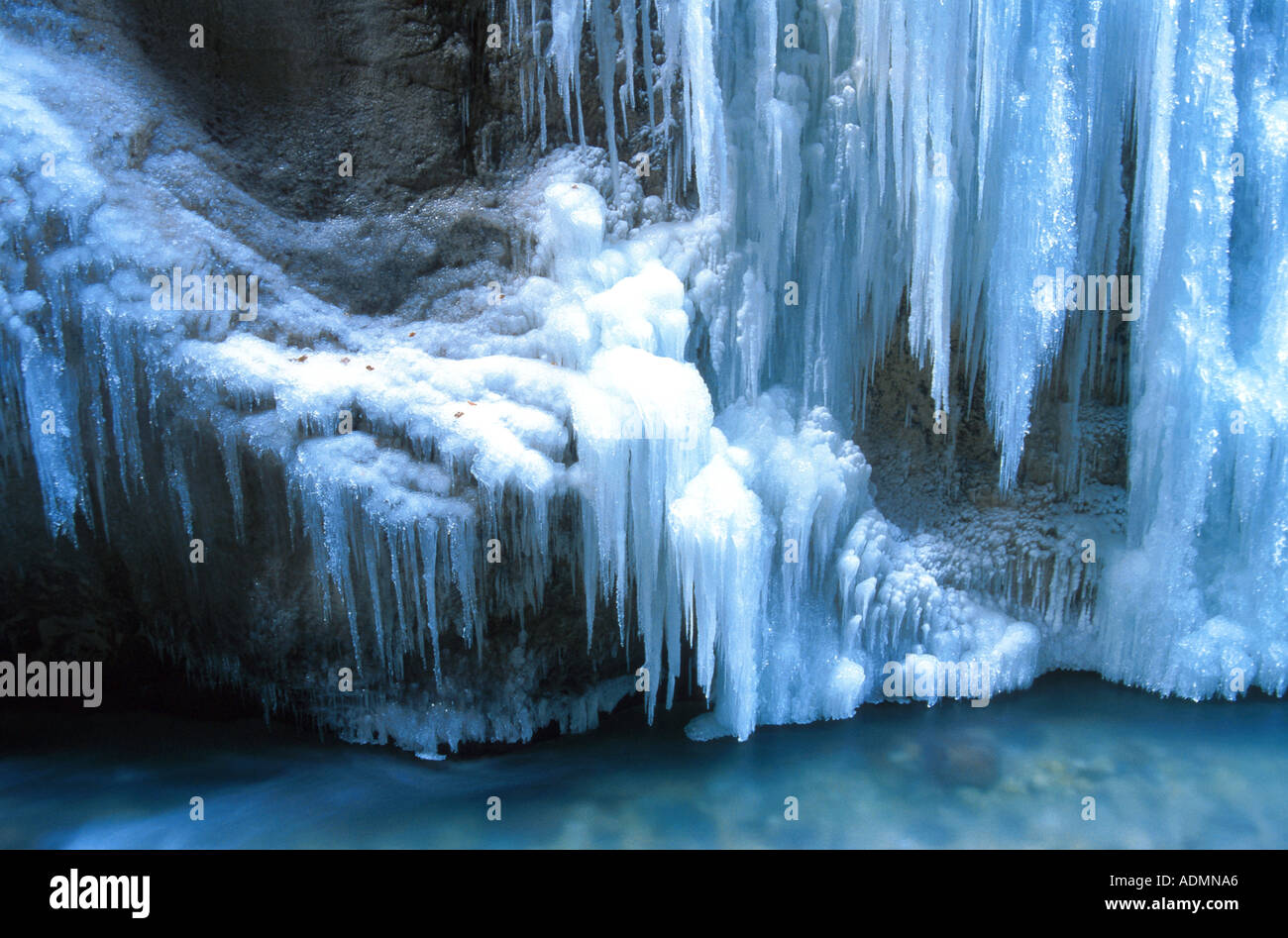 Icy waterfalls in the partnachklamm hi-res stock photography and images ...