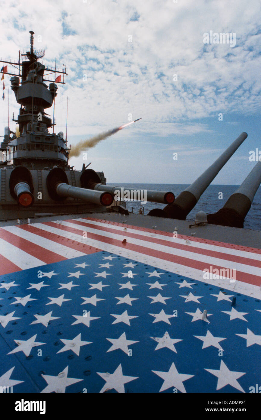 US Navy warship firing a missile Stock Photo - Alamy