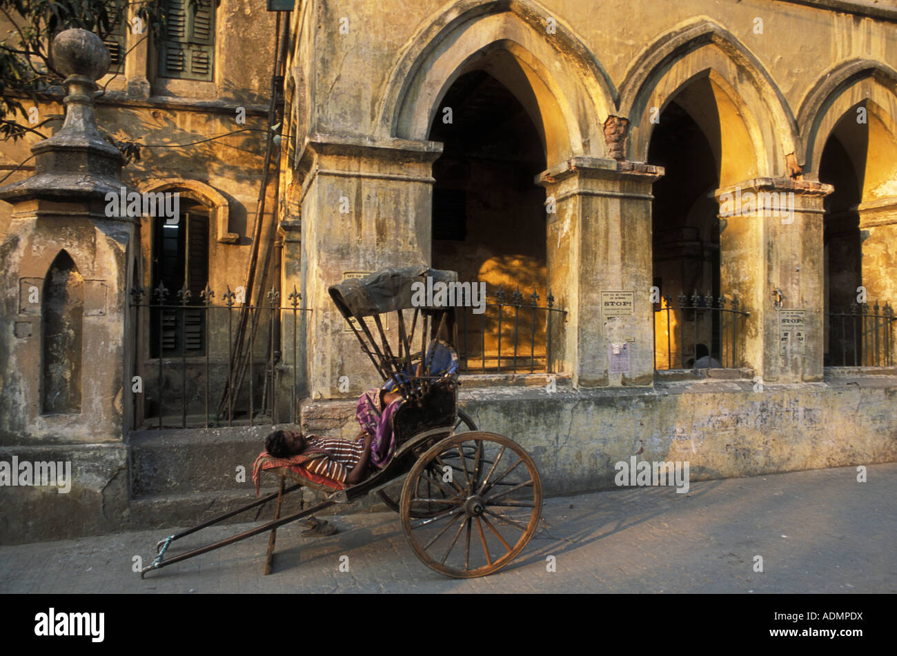 INDIA Calcutta Rickshaw and Christian church Stock Photo - Alamy