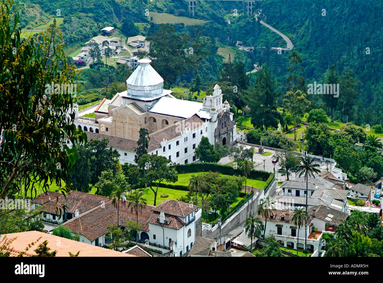 View of residential suburb of Guapulo with the church of Guapulo, Quito ...