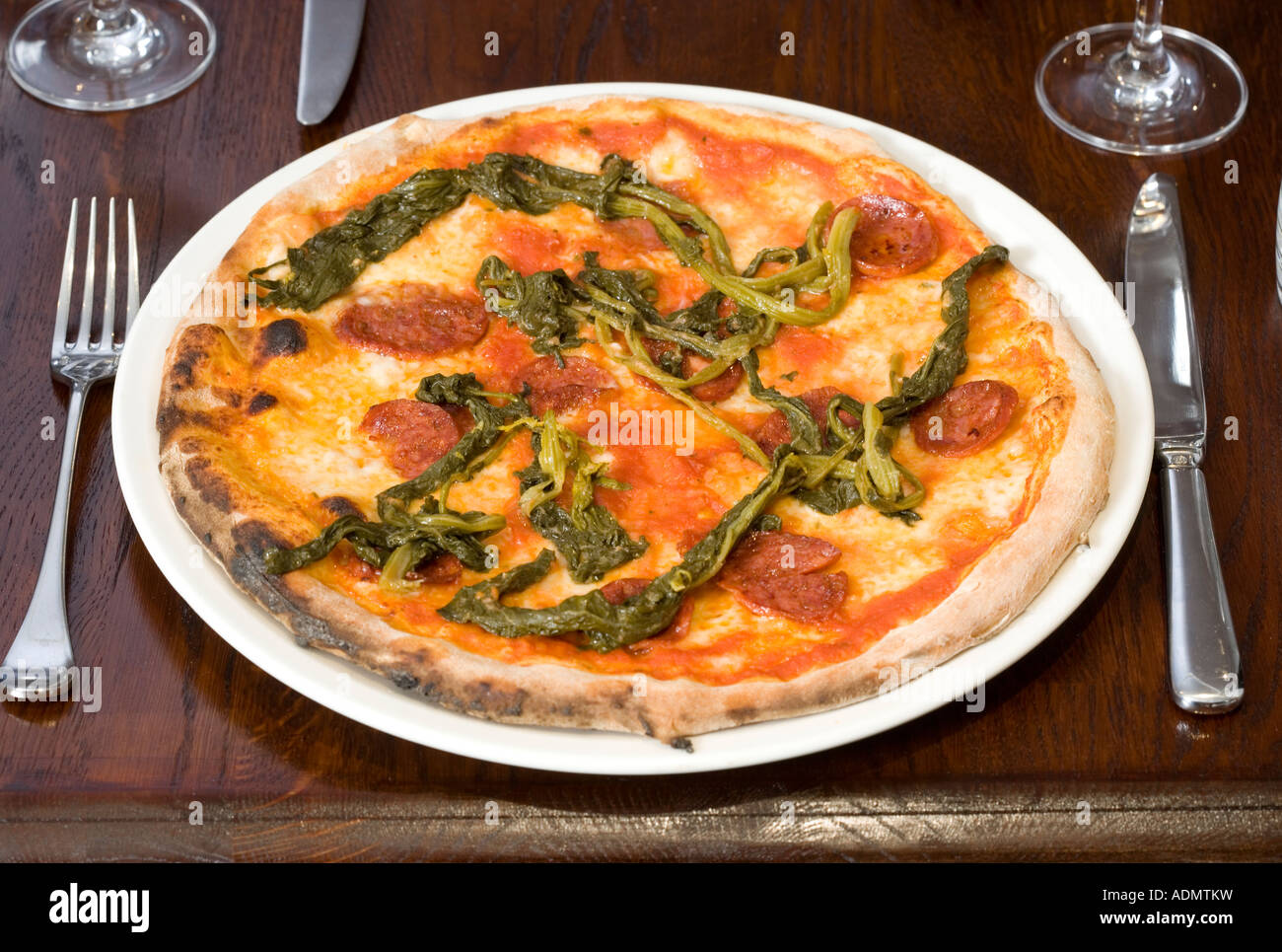 Pizza on plate in restaurant Stock Photo - Alamy
