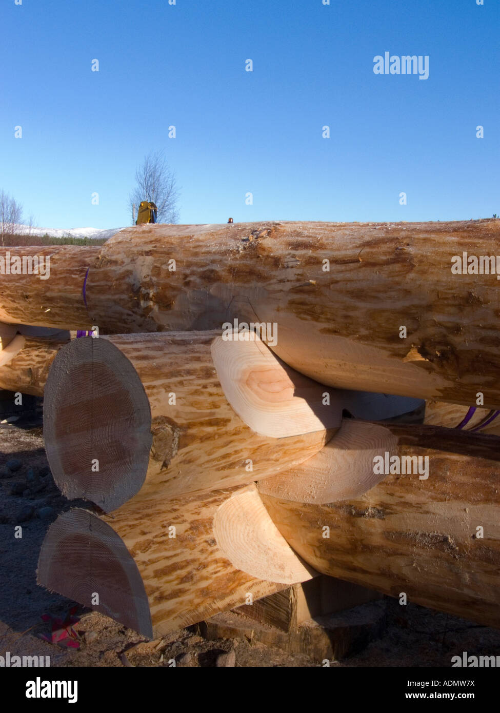 Log Cabin Being Built Stock Photo - Alamy