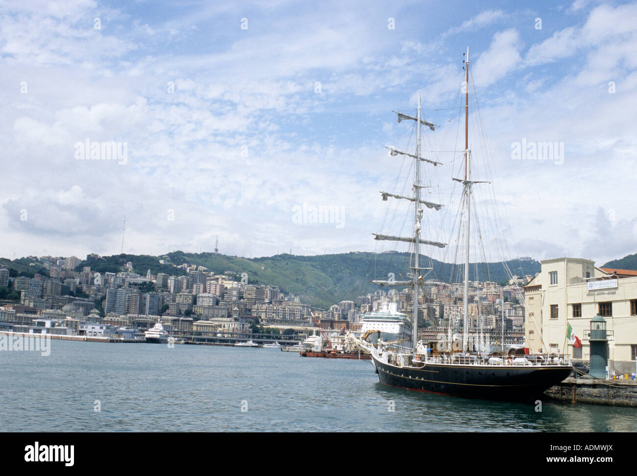 Old schooner now sailing training ship in Genoa harbour Genoa Italy ...