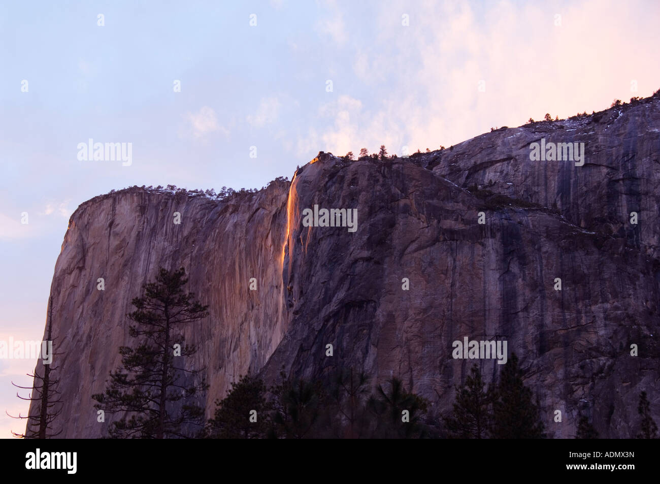USA California Yosemite National Park Late afternoon light on Horsetail ...