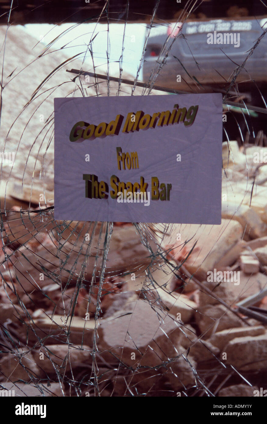 Rubble snack bar as part of the demolition and rejuvenation of ...