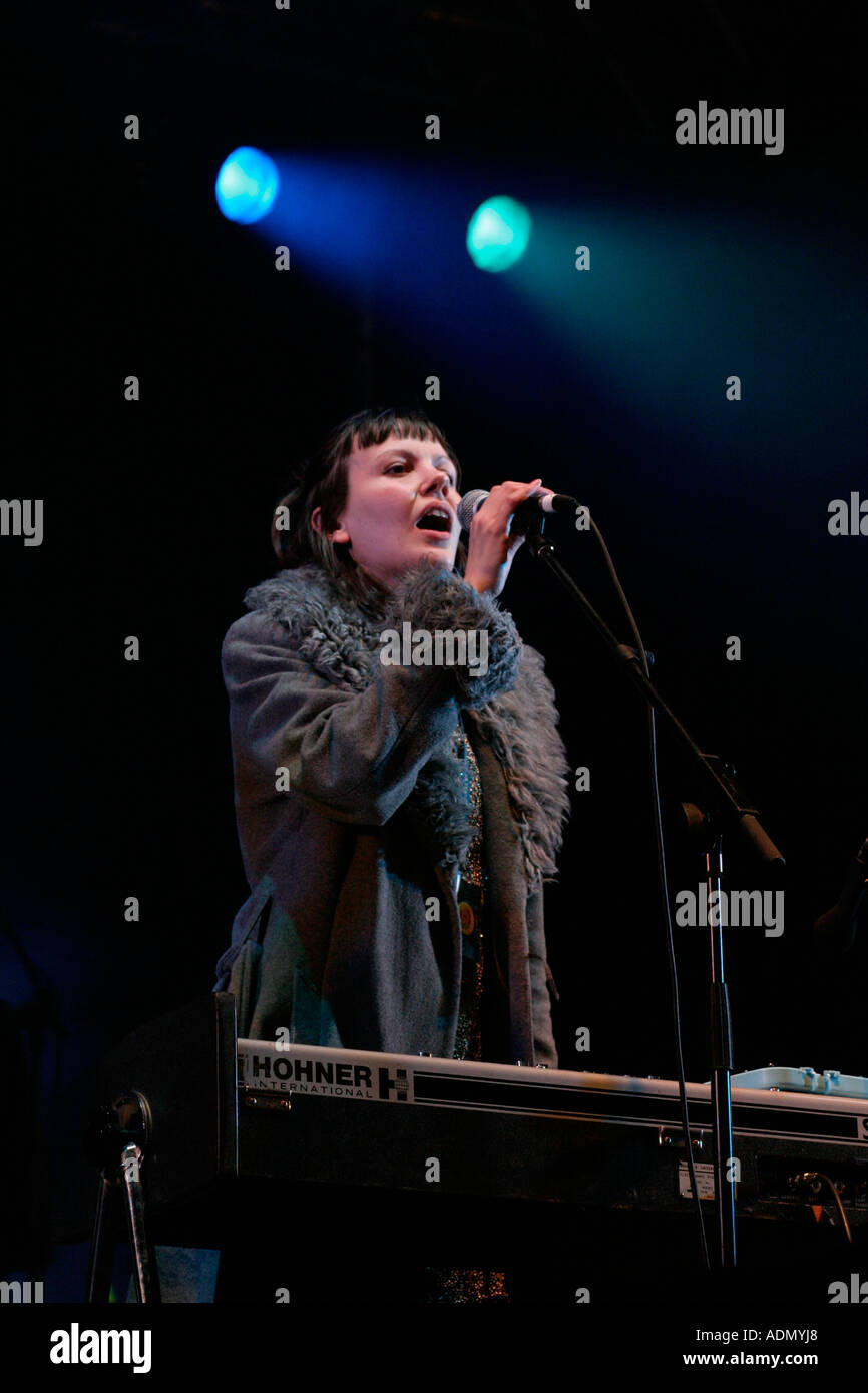 Ruth Barrie of the band Aberfeldy performing at Edinburgh Hogmanay ...