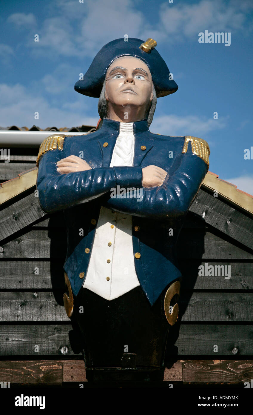 Carved wooden figurehead in the shape of a ship's captain Stock Photo ...