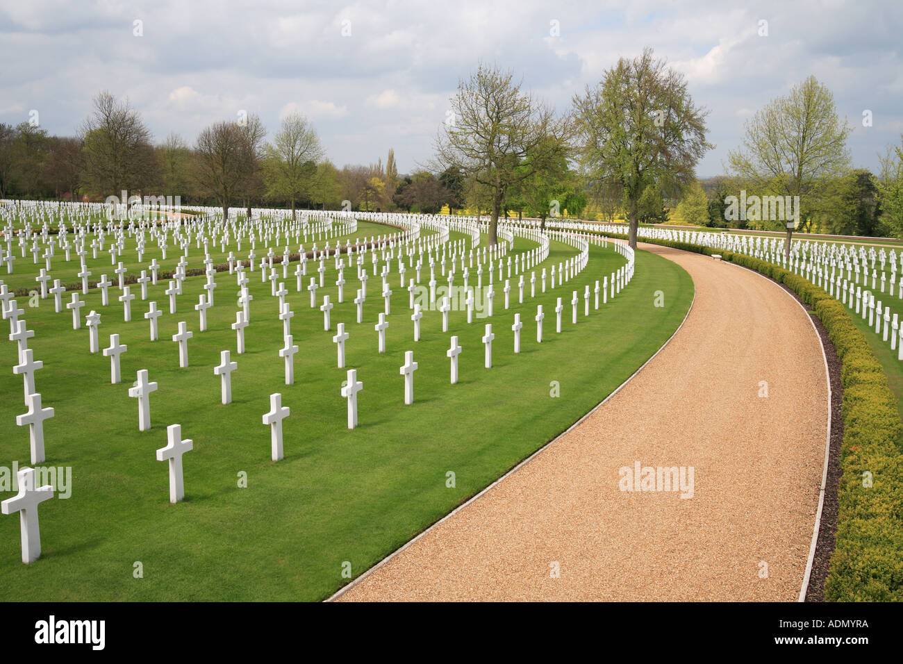 "Madingley American cemetery Cambridge" Row upon row of white marble ...