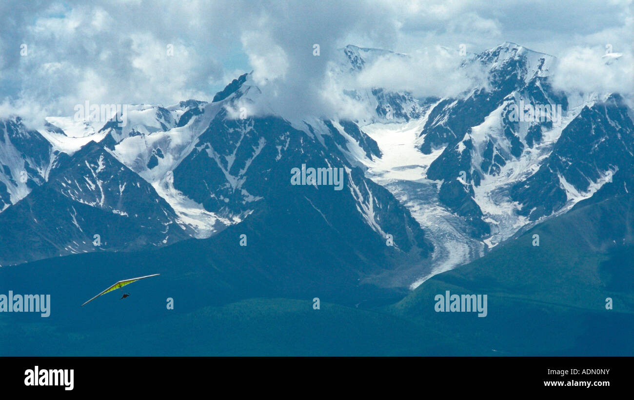 A hang glider in flight. Altai. Siberia. Russia Stock Photo - Alamy
