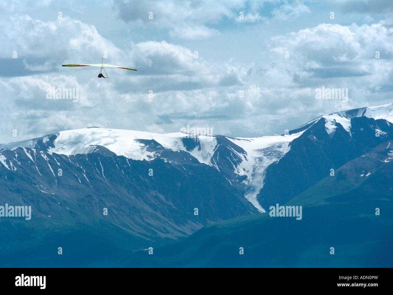 A hang glider in flight. Altai. Siberia. Russia Stock Photo - Alamy