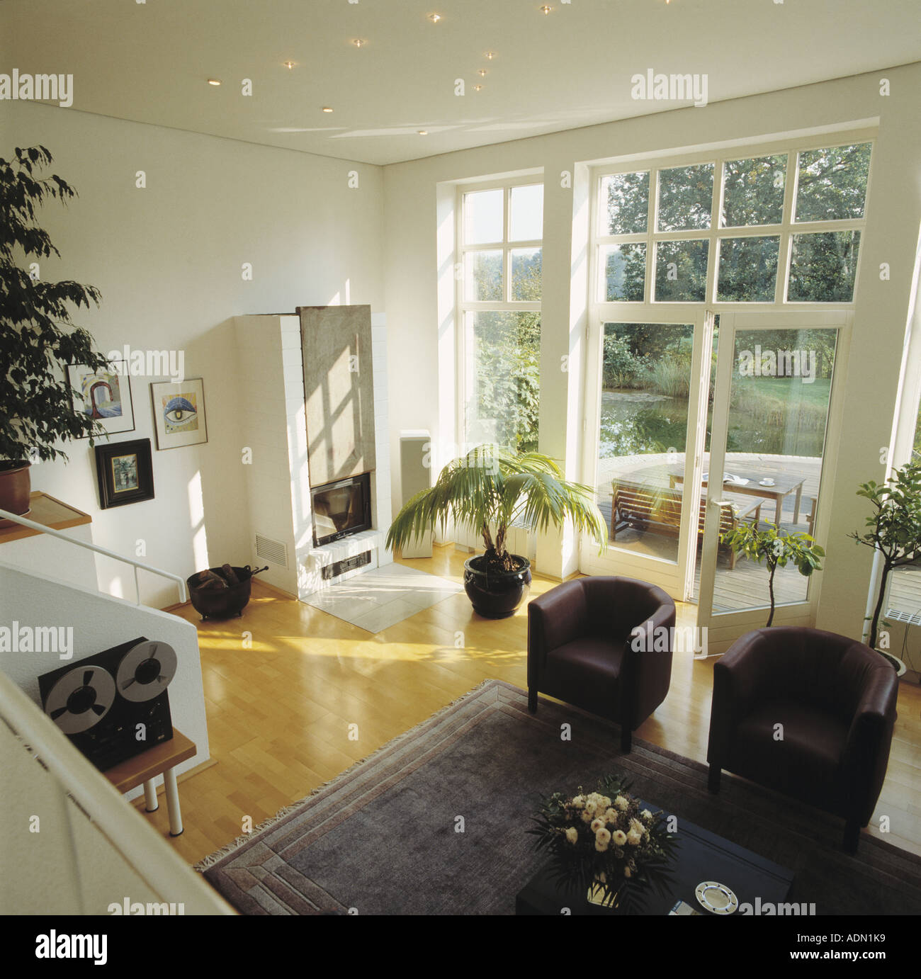 Aerial View of Open-Plan Livingroom Stock Photo - Alamy