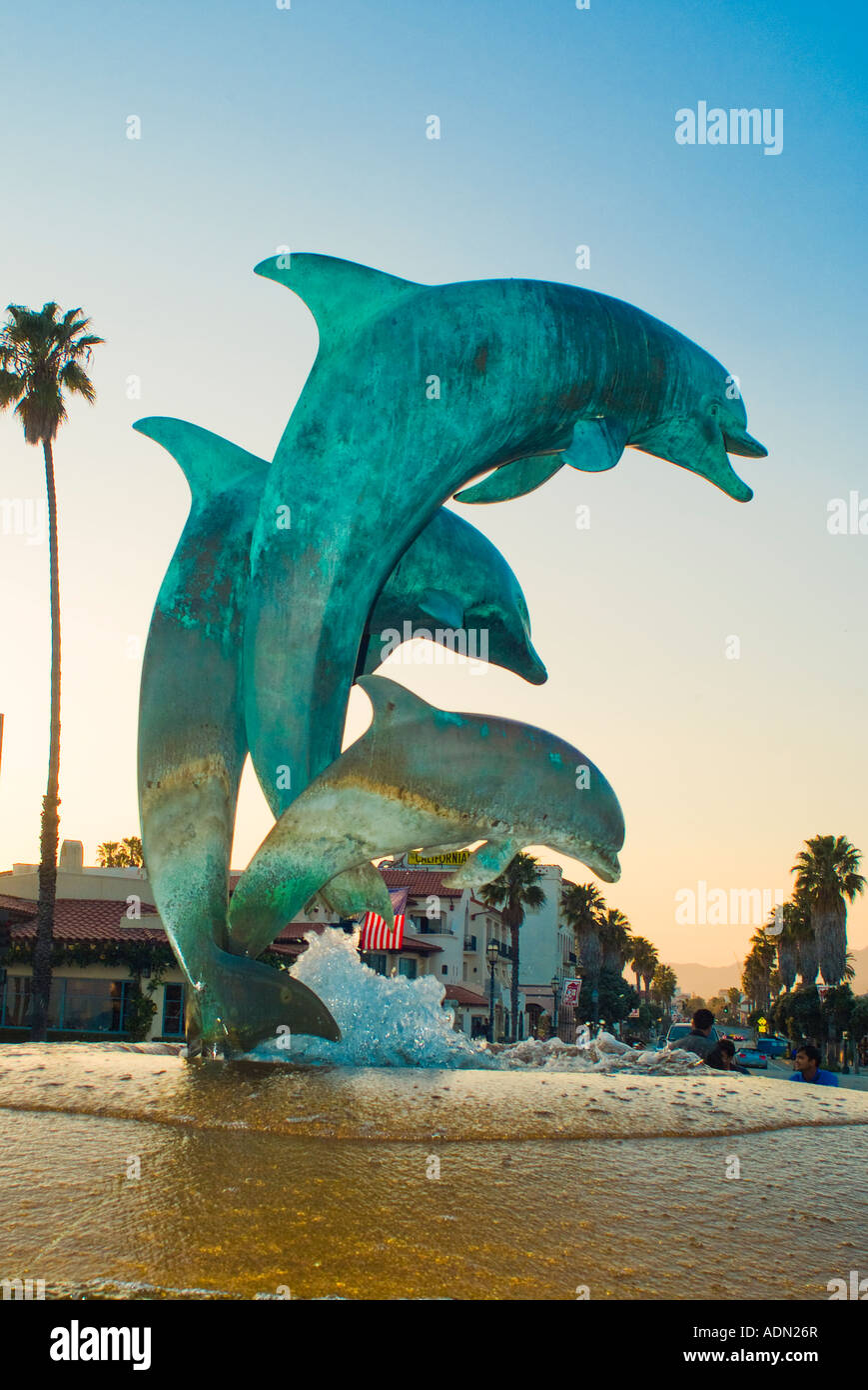 Dolphin sculpture display at Santa Barbara California waterfront Stock ...