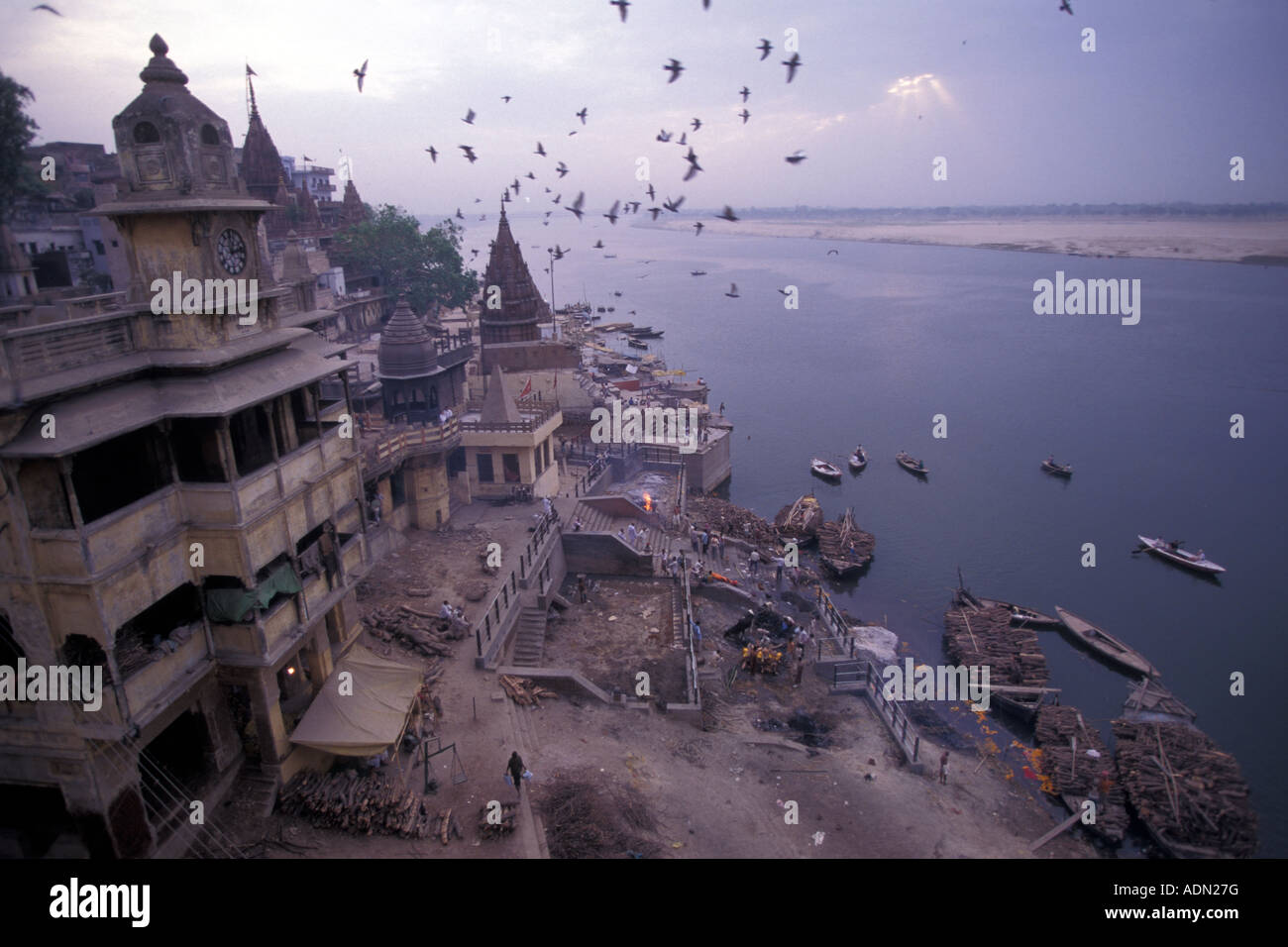 INDIA Uttar Pradesh Varanasi on the Ganges The Funeral Ghats where ...