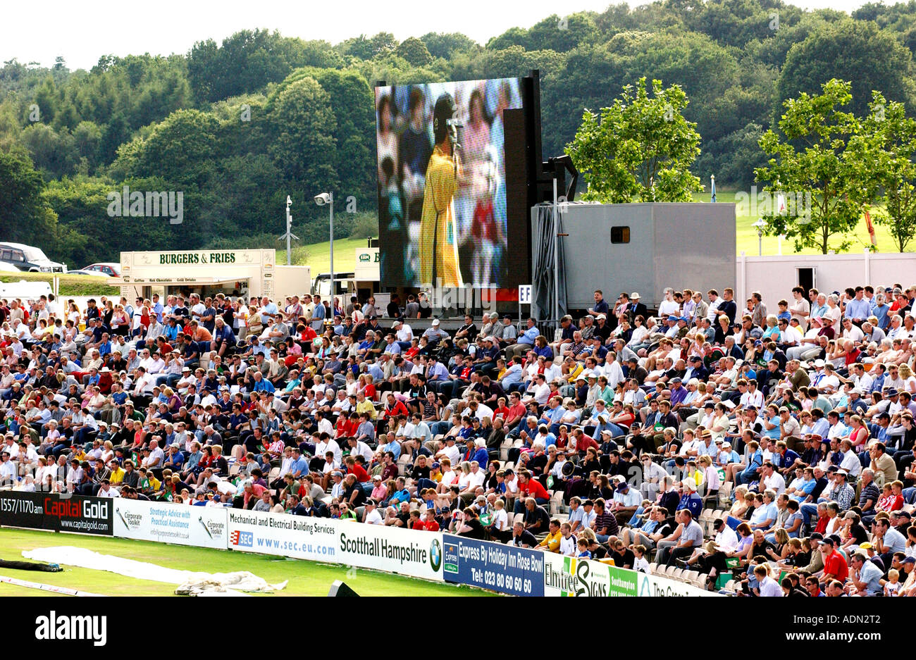 Spectators watching a Twenty 20 cricket match featuring Hmapshire Stock ...