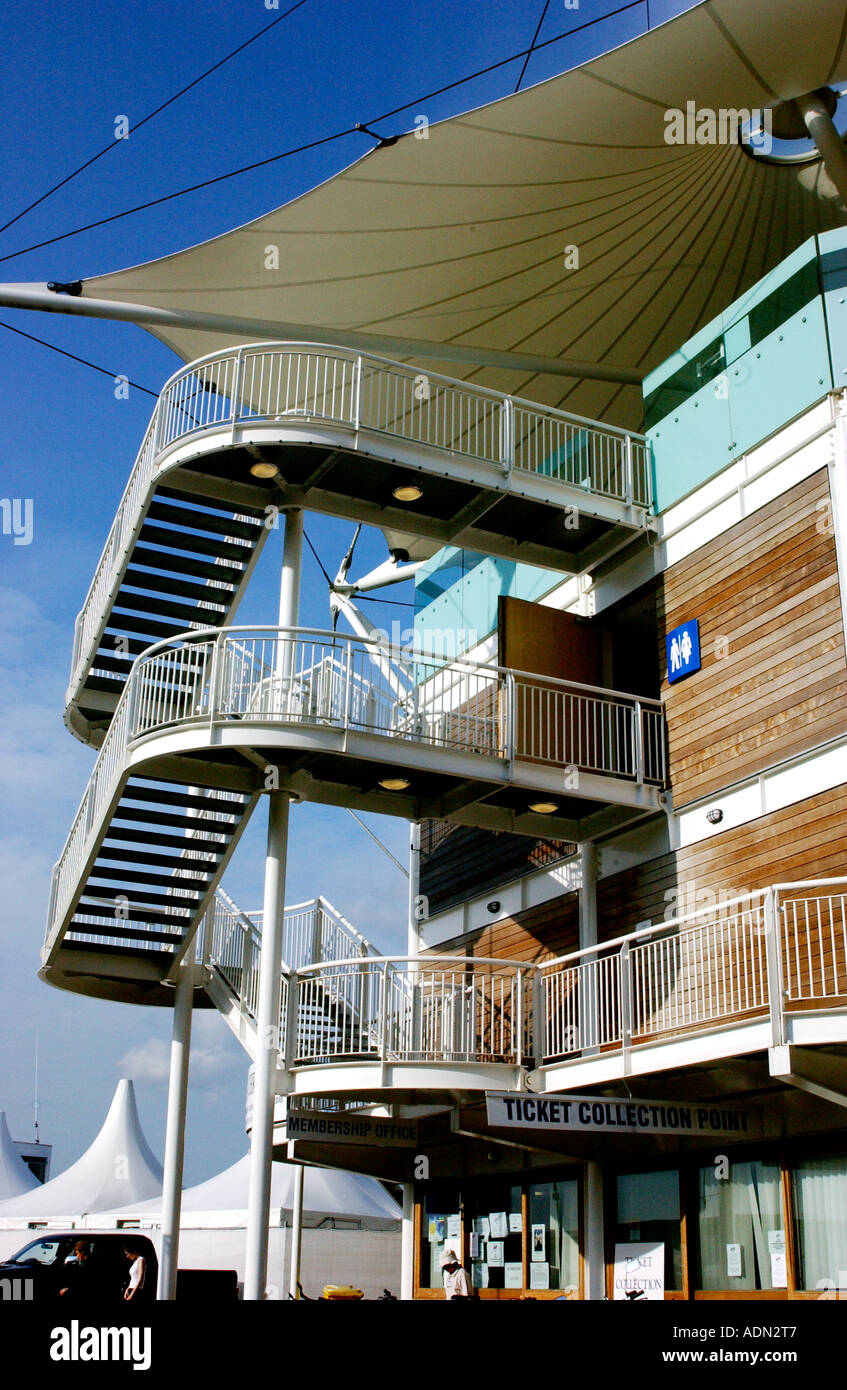 Modern wood clad temporary stadium structure at the Rose Bowl ...