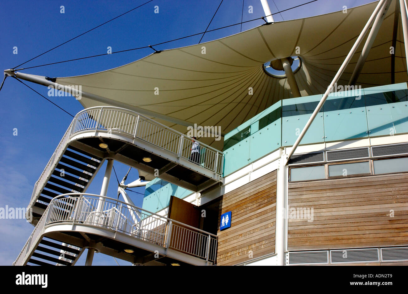 Modern wood clad temporary stadium structure at the Rose Bowl ...