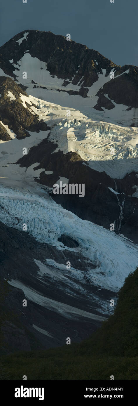 Vertical mountain panorama with glacier Stock Photo - Alamy