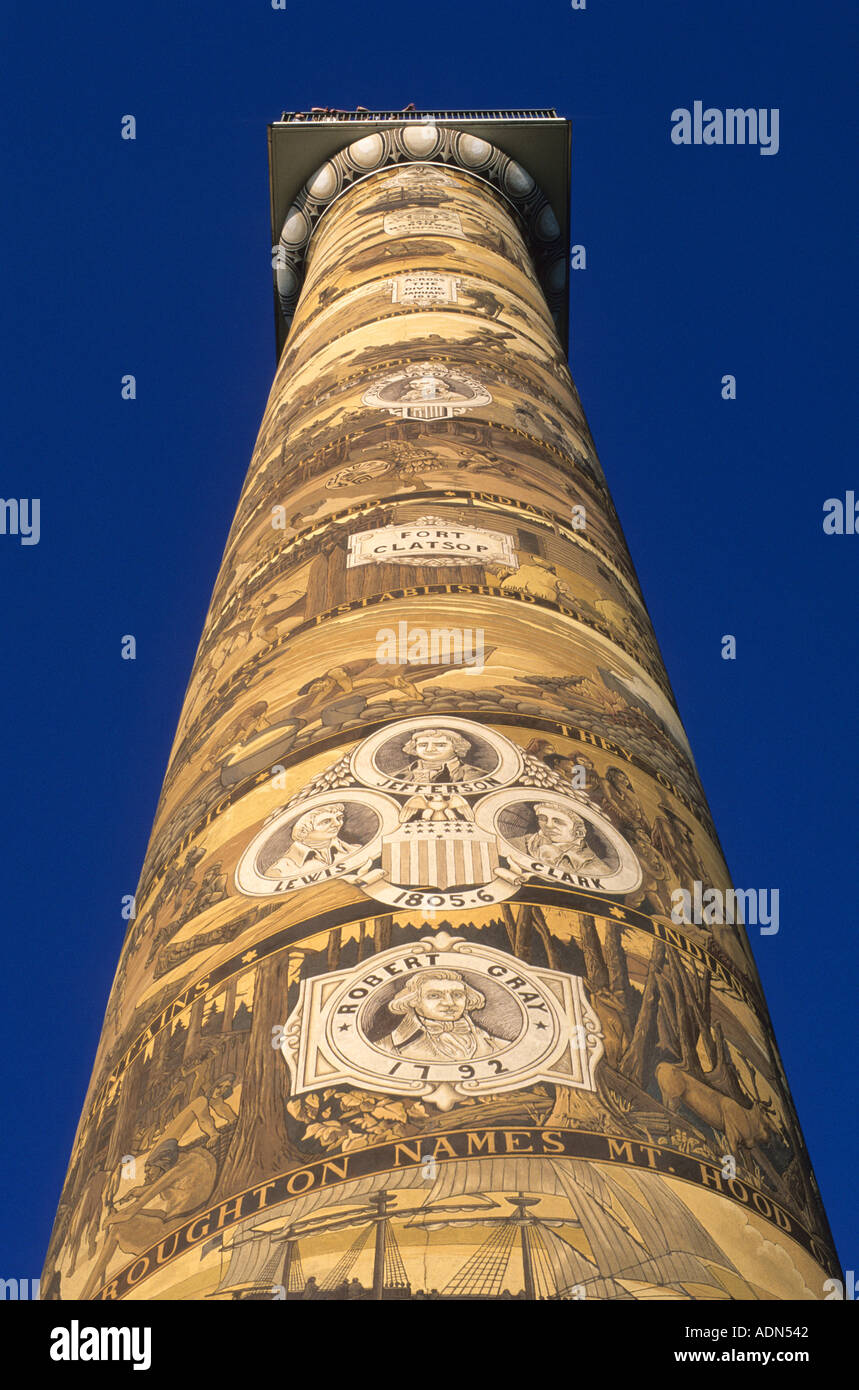 Lewis and Clark history shown on the Astoria Column in Astoria Oregon ...